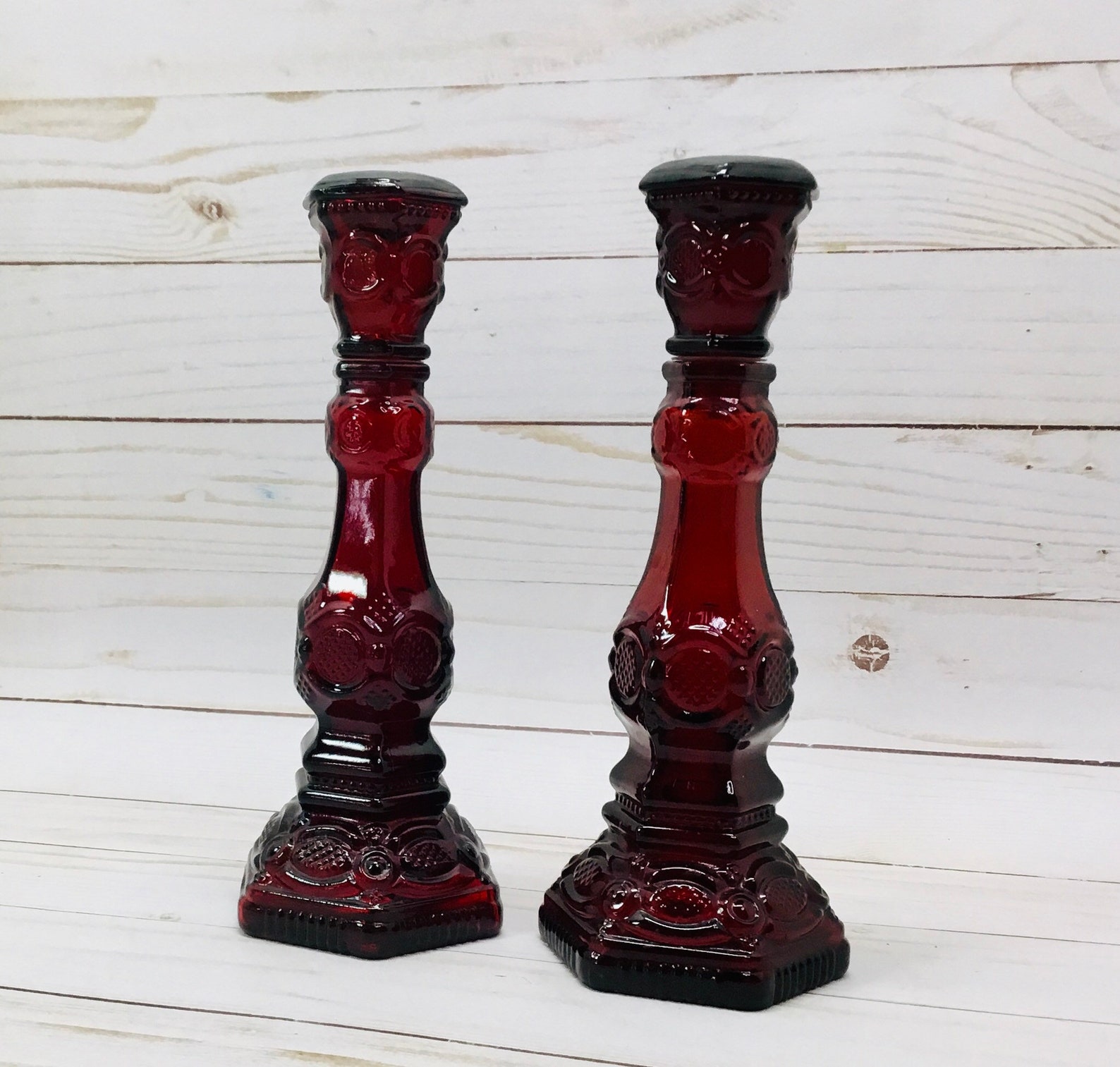 1975 AVON Cape Cod Collection Ruby Red Pair of Candlestick - Etsy