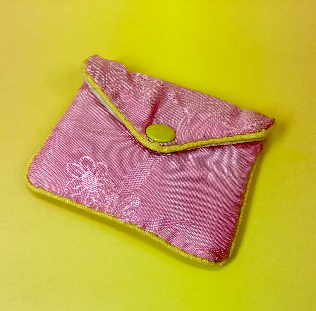 LUFTHOUSE Pink Satin Flower Coin Purse - Etsy