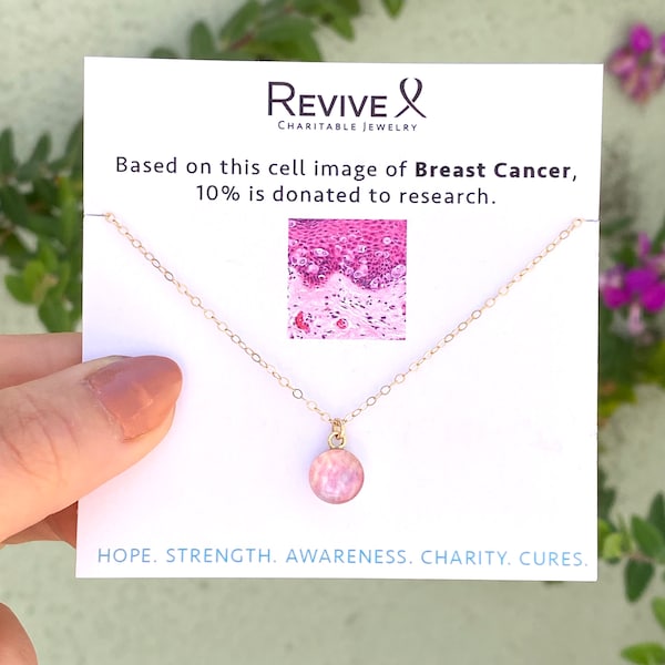 Breast Cancer White Gold Awareness Necklace - Etsy
