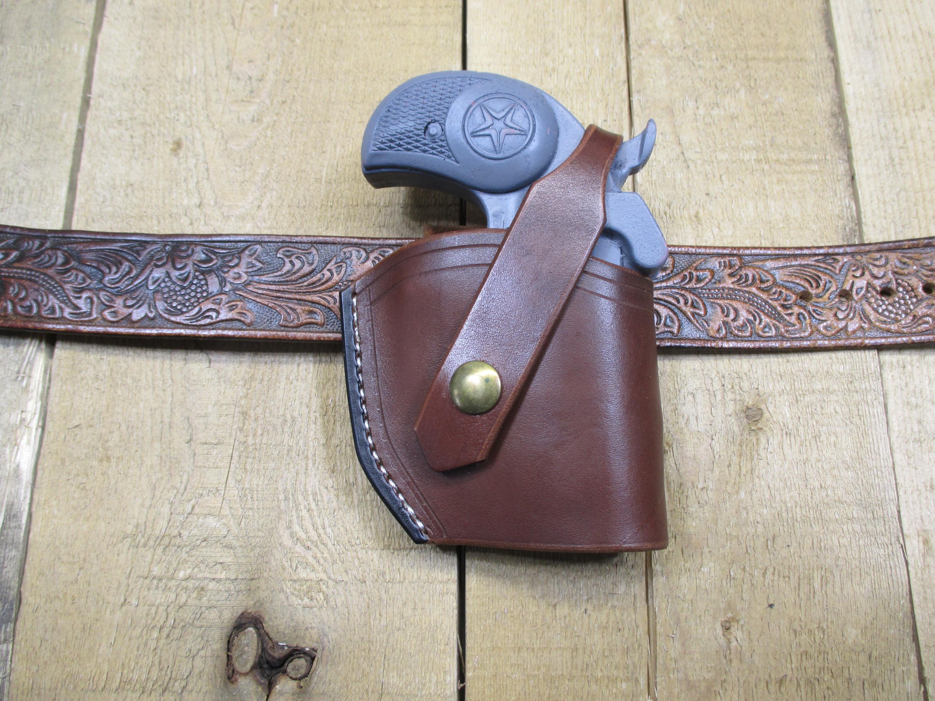 Bond Arms Derringer 3" and 3 1/2" Barrel, Leather Holster. RIGHT HAND ...
