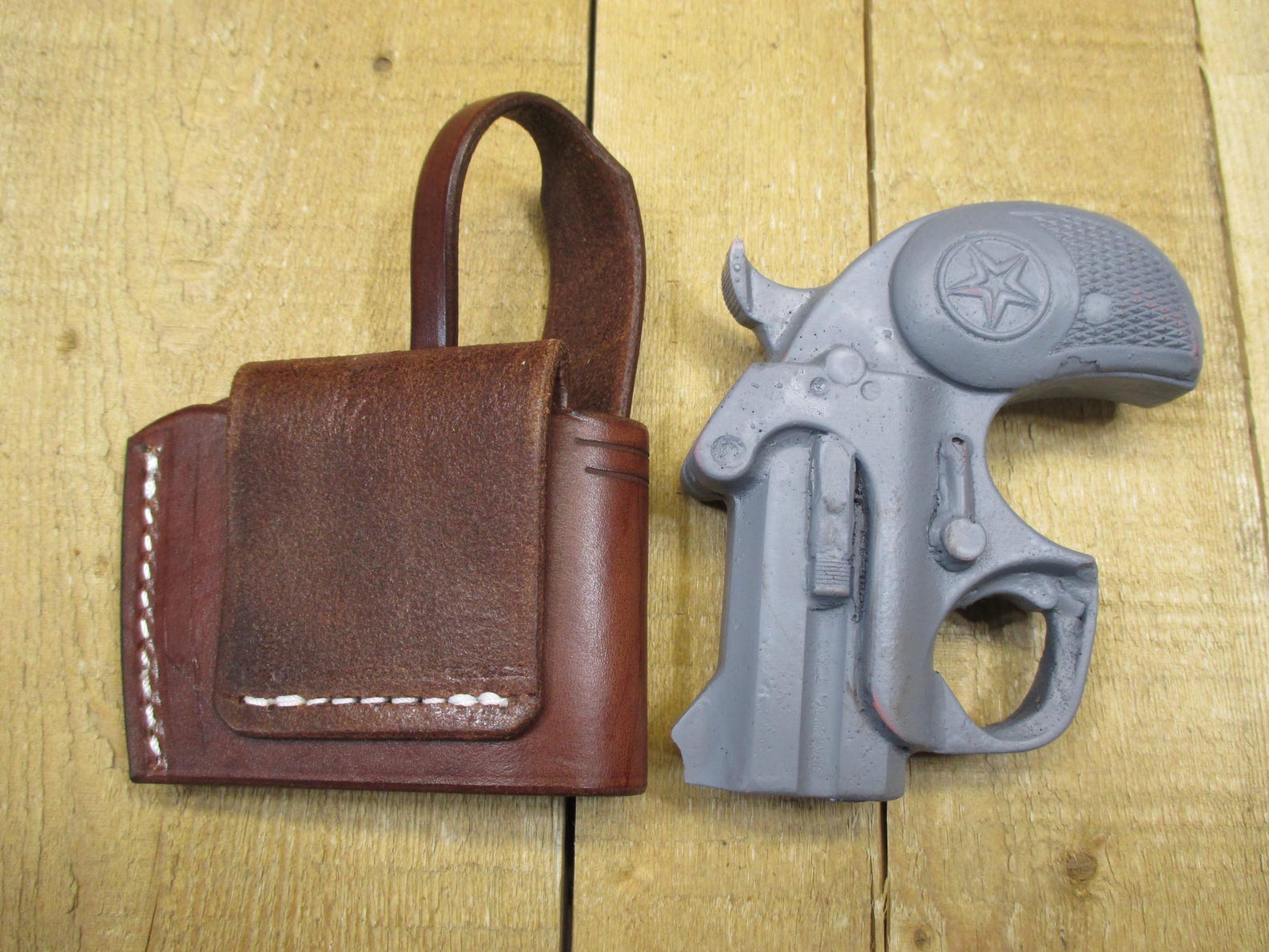 Bond Arms, Back up & Rough Neck Derringer, Leather Holster. 2 1/2 ...