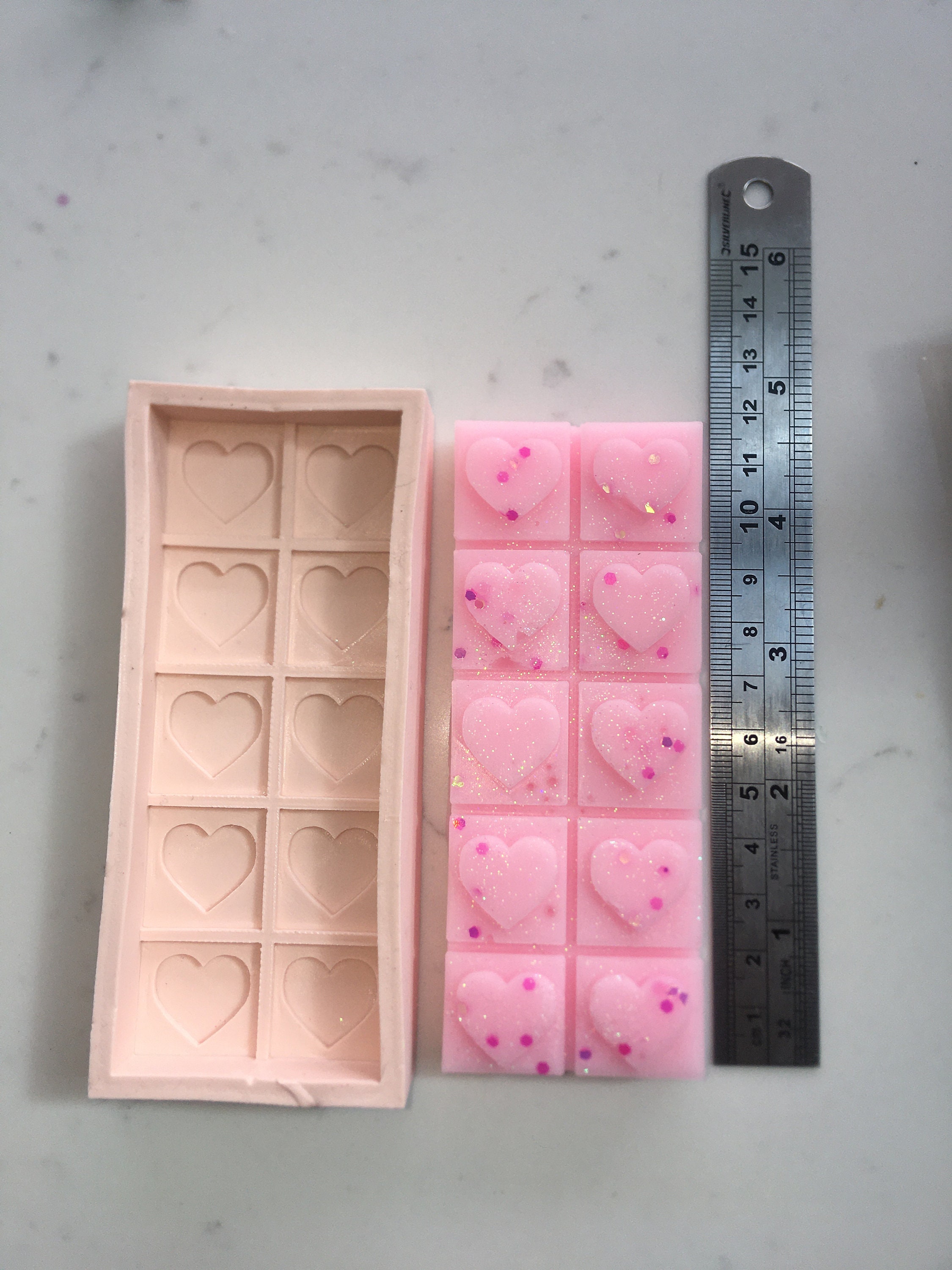 Heart Design 10 Section Wax Melt Bar Silicone Mould - Etsy UK