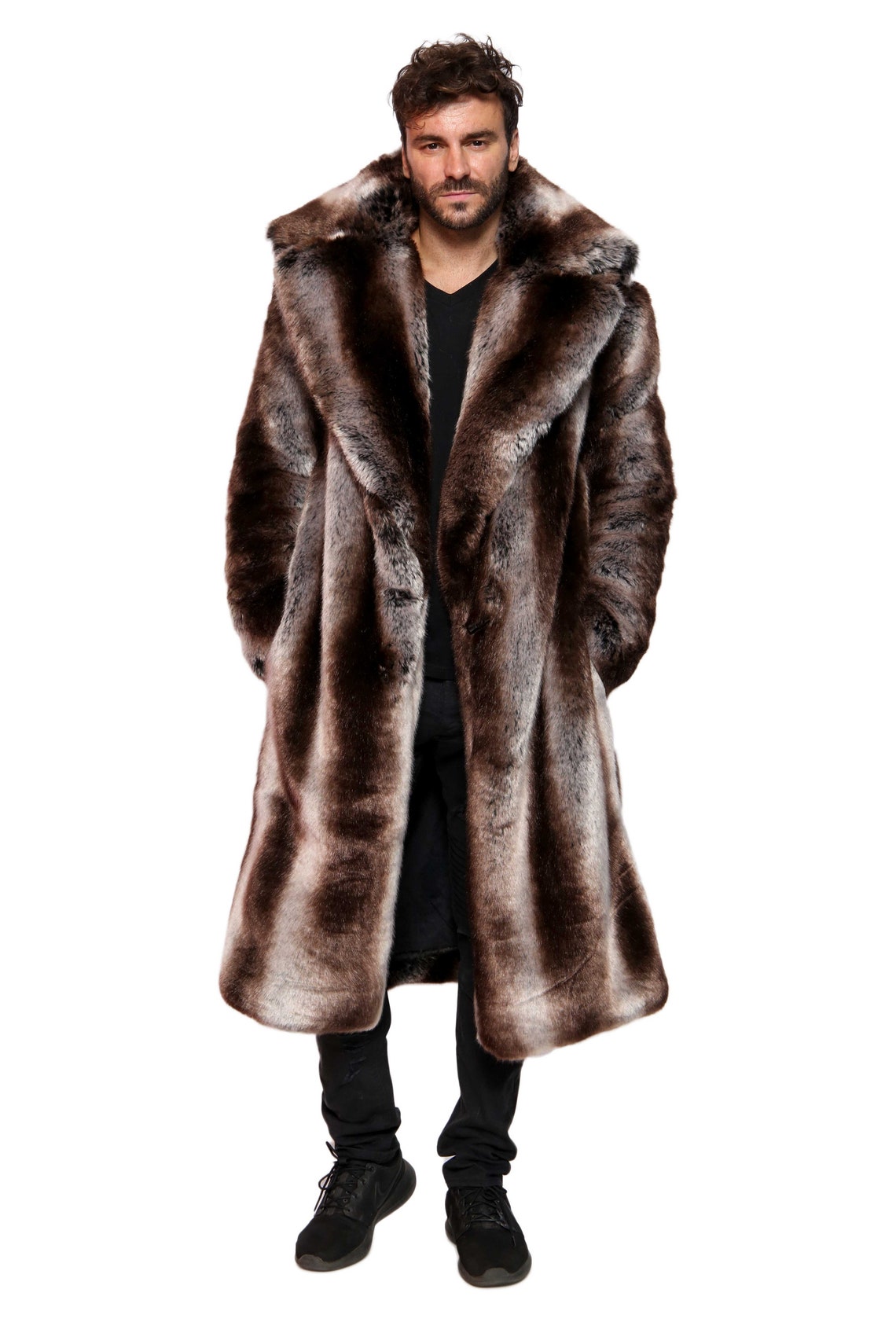 Men's Faux Fur CHINCHILLA TISSAVEL Luxury Fur Coat in - Etsy