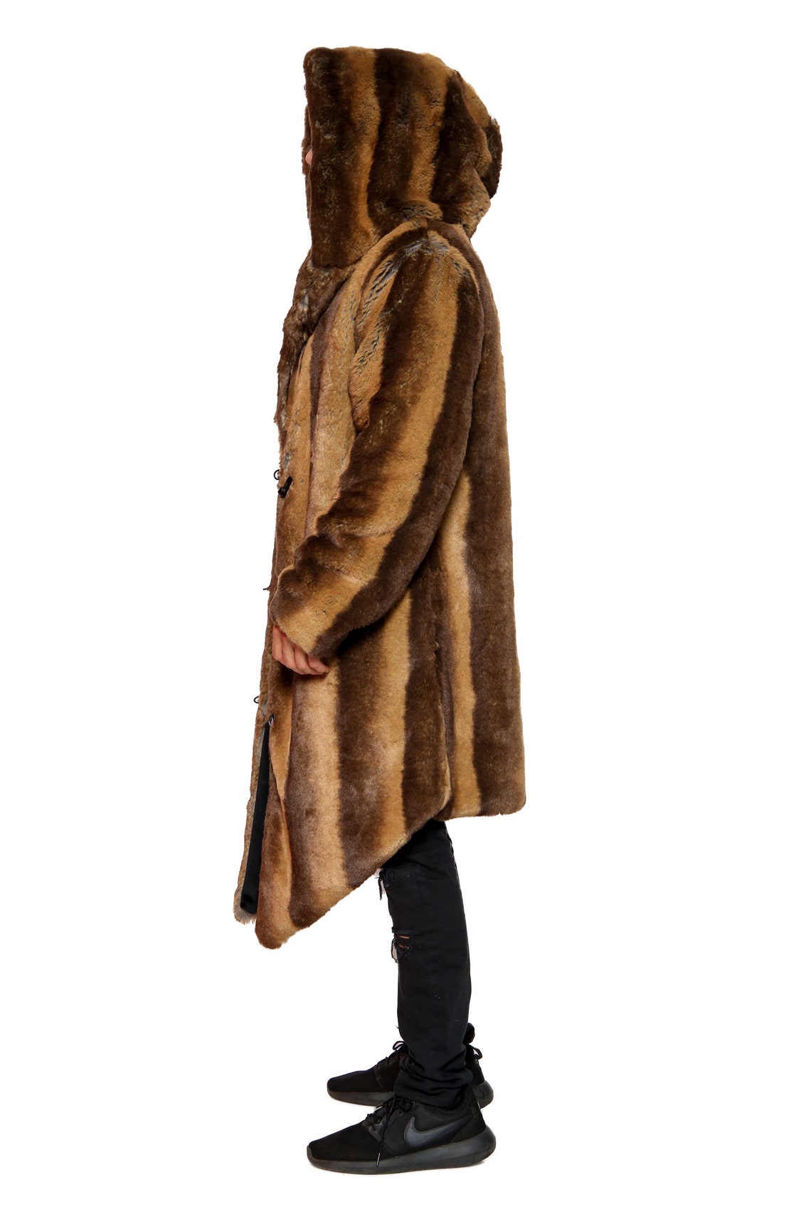 Men's Faux Fur Chinchilla Winter Coat in Brown/silver - Etsy