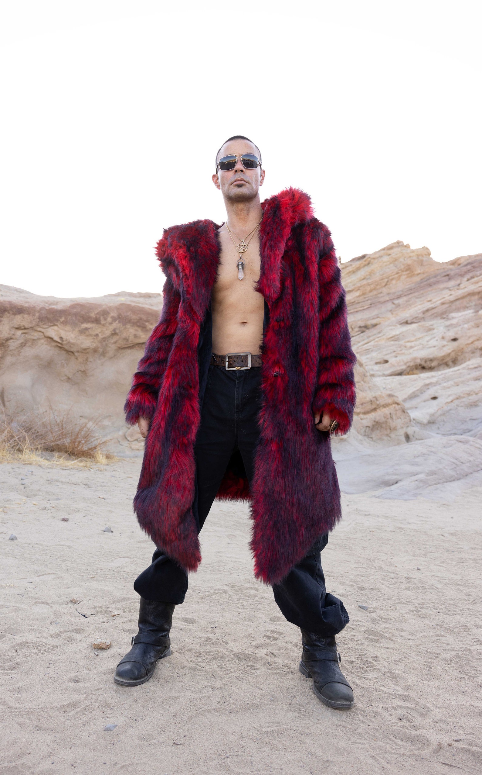 Men's Faux Fur Hooded Coat in gray Wolf - Etsy