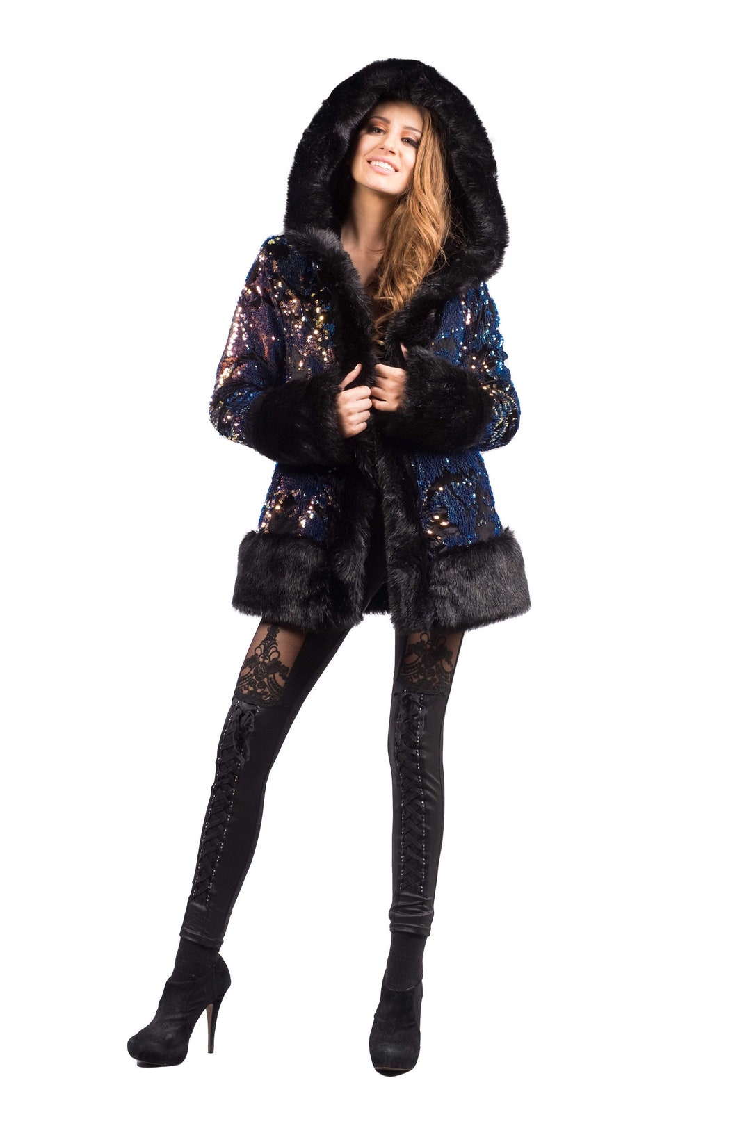 Women's Dark Magic Sequin, Metallic Rose, or Spring Floral Black Velvet ...