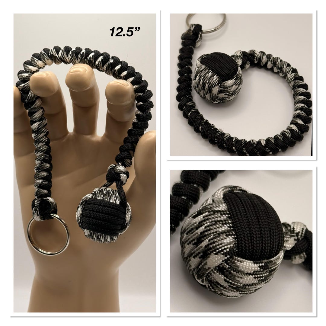 Monkey Fist, USA Custom Made, USA Made #550 Paracord, Hex Nuts, 1" Chrome Ball, Golf Ball Monkey ...
