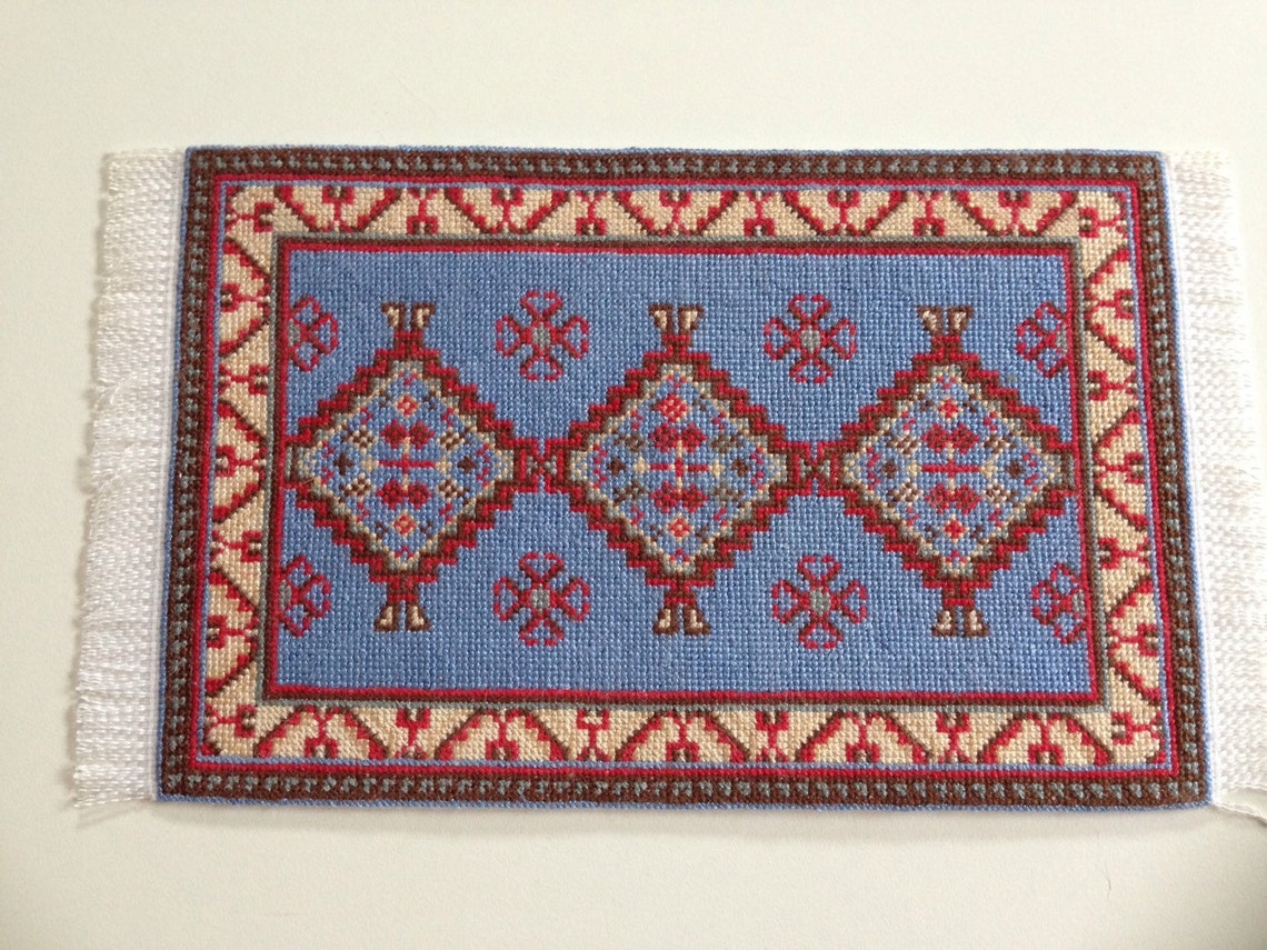 Miniature Hand Embroidered Oriental Carpet 1/12 Scale | Etsy