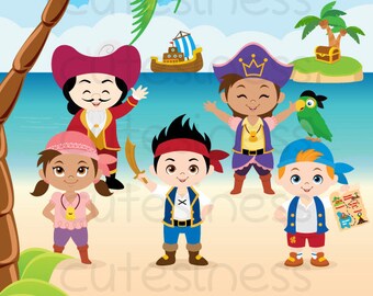 Pirate Clipart Pirate Boy and Girl digital clip art Pirate | Etsy