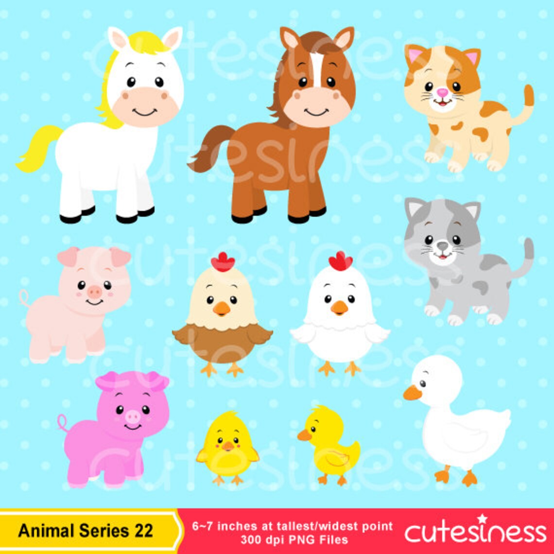 Farm Animals Clipart Set Farm Barn Farmyard Animals - Etsy