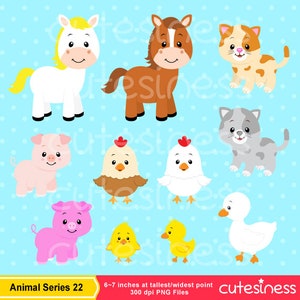 Farm Animals Clipart Set - Farm, Barn, Farmyard Animals, Sheep, Cow ...