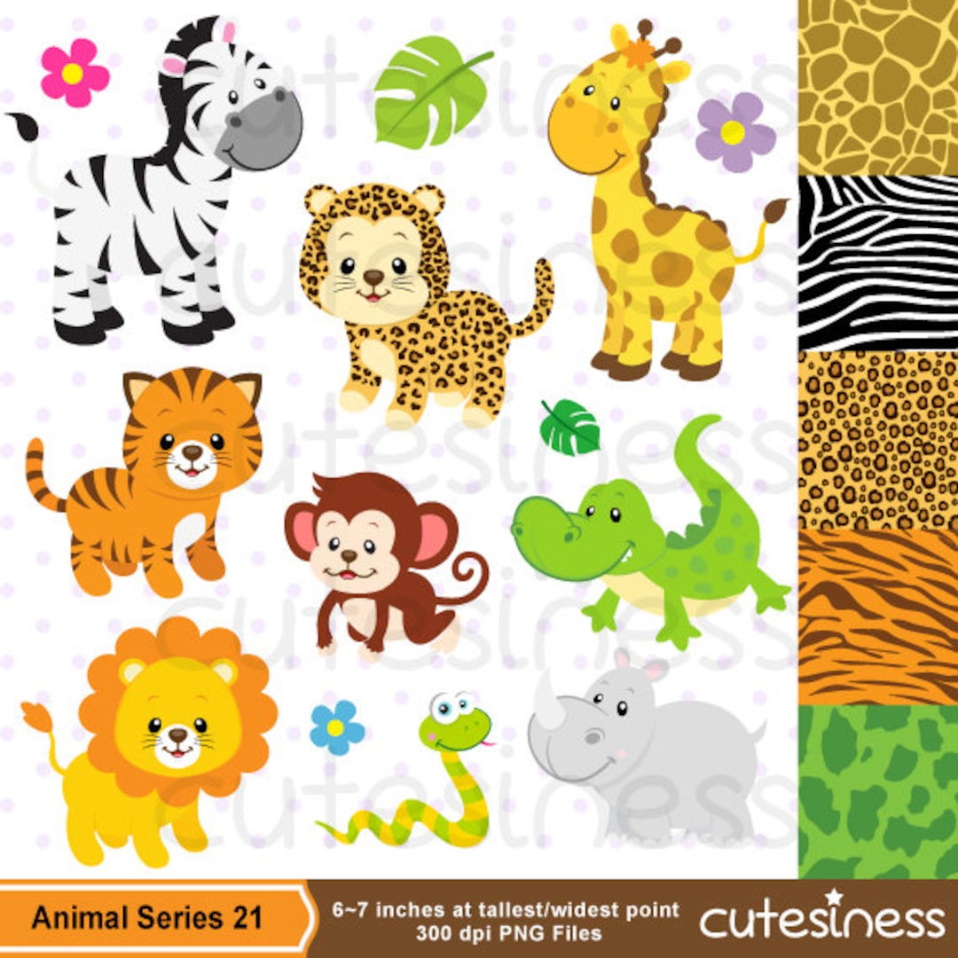 Jungle Clip Art, Jungle Digital Papers,jungle Clipart,jungle Animals ...
