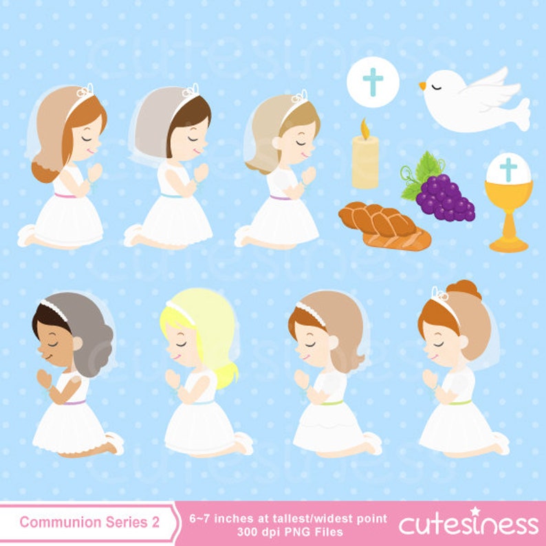 Digital First Communion Clip Art Girl First Communion - Etsy