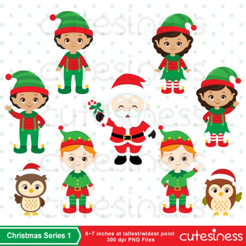 Christmas Clipart Set - Clip Art Set of Santa, Wreath, Holly, Presents ...