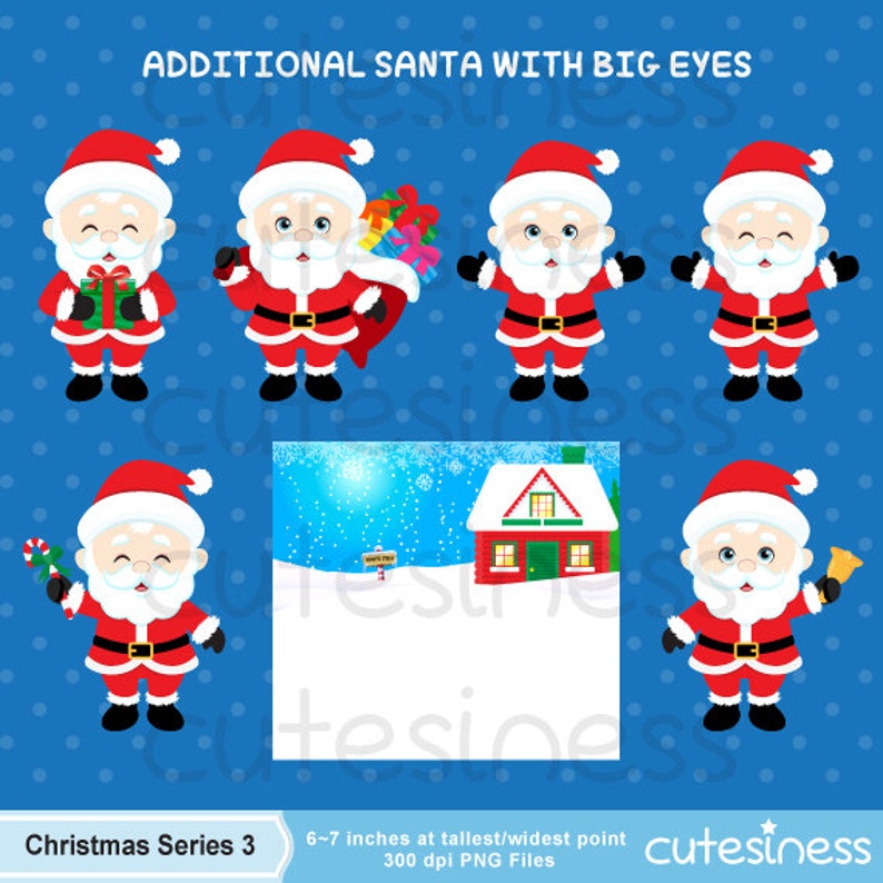 Christmas Clipart Set - Clip Art Set of Santa, Wreath, Holly, Presents ...
