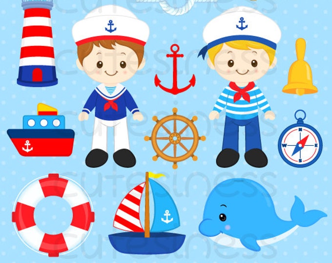 Sailor Watercolor Clipart, Nautical Boy Clipart, Free Commercial Use ...