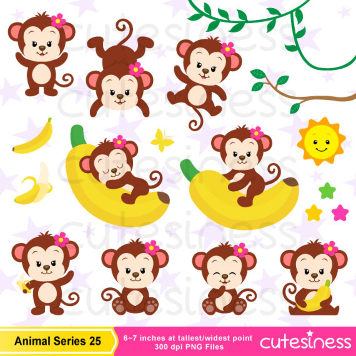 Monkeys Clipart Set Clip Art Set of Cute Monkeys Monkey | Etsy Canada
