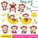 Monkeys Clipart Set - Clip Art Set of Cute Monkeys, Monkey, Baby ...