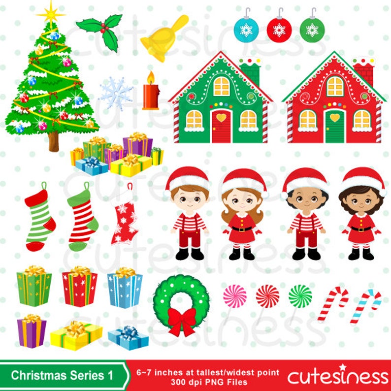 Christmas Clipart Set Clip Art Set of Santa Wreath Holly - Etsy