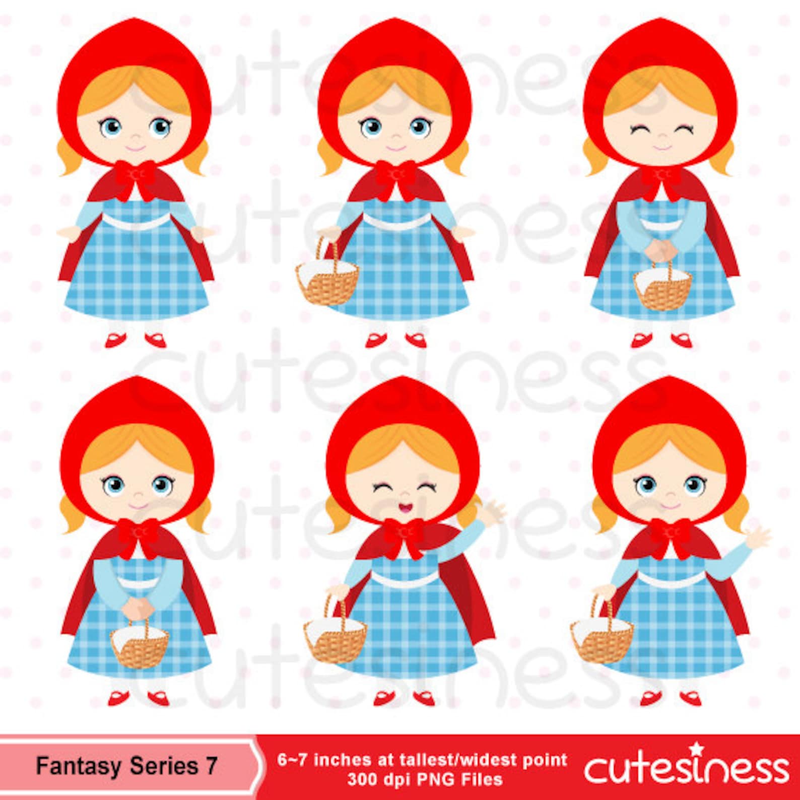 Little Red Riding Hood Clipart Little Red Clipart Three | Etsy