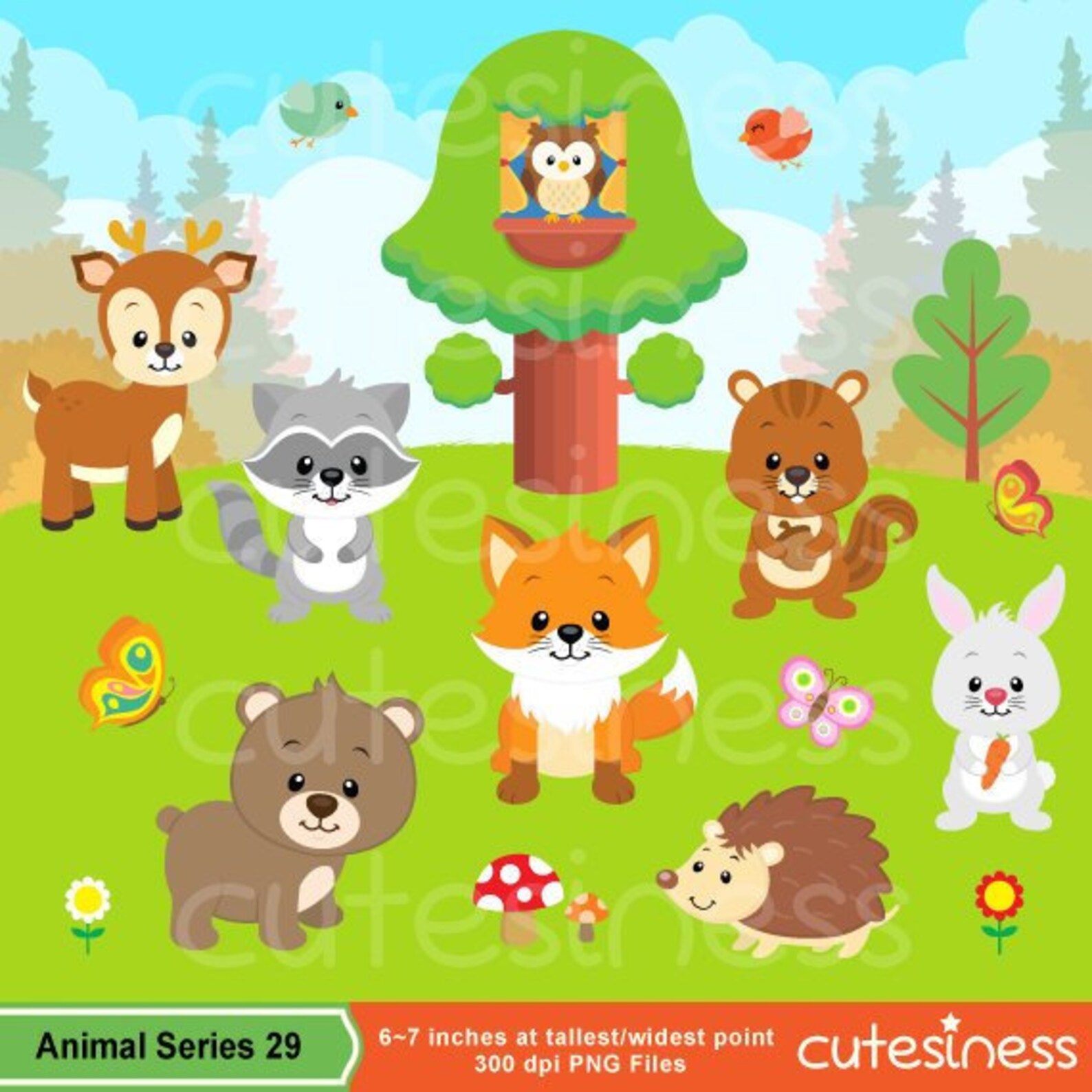 Woodland Animals Clipart Woodland Clipart Woodland Animals - Etsy