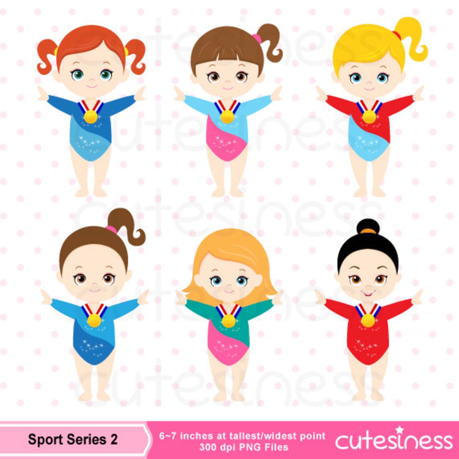 Gymnastics Digital Clipart, Digital Girls Gymnastics Clip Art ...