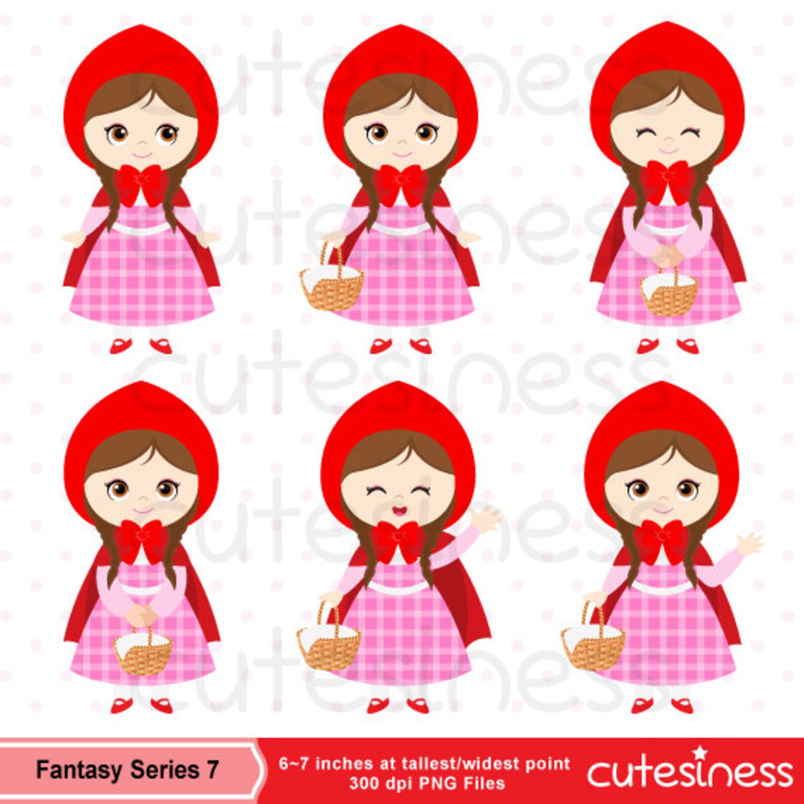 Little Red Riding Hood Clipart Little Red Clipart Three | Etsy