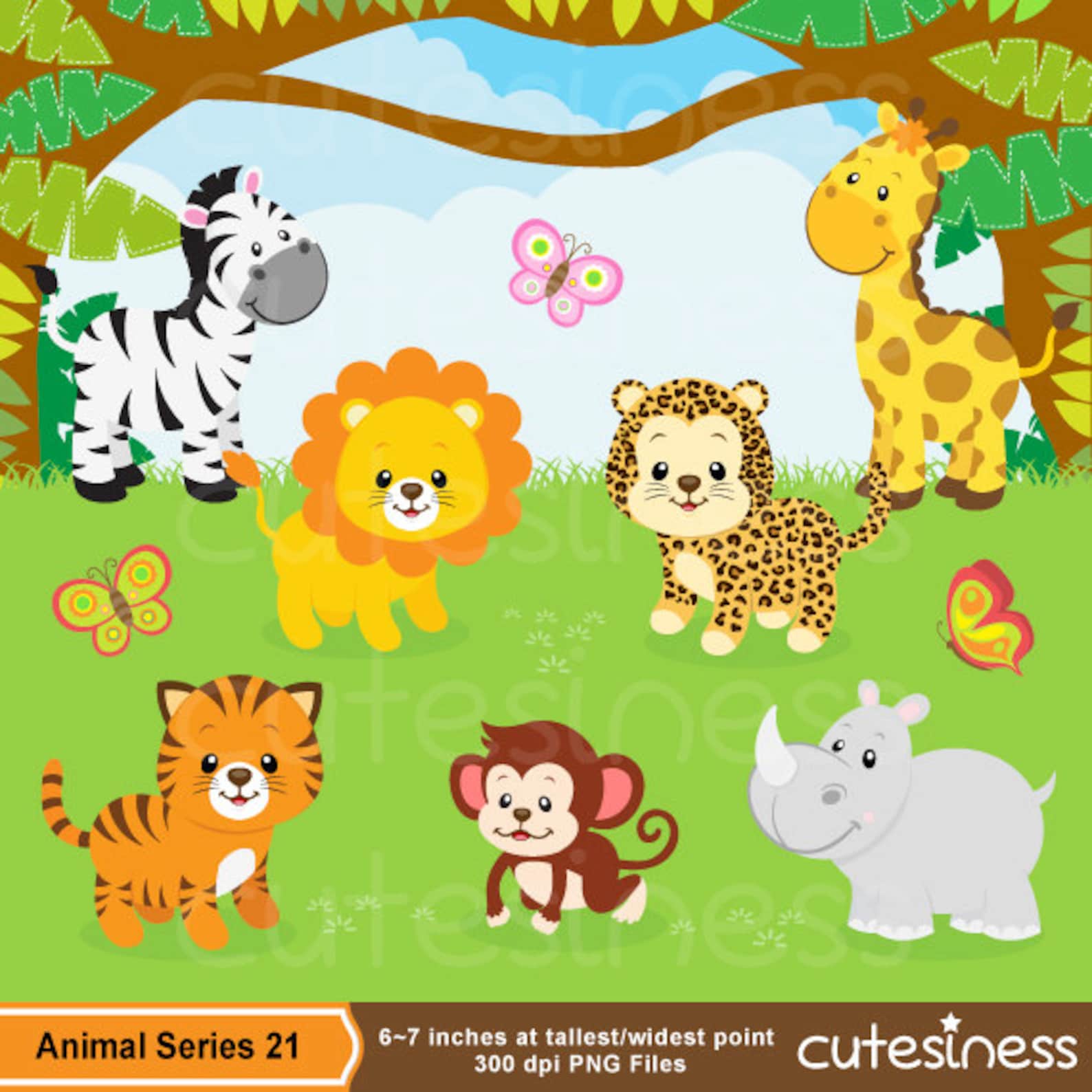 Jungle Clip Art, Jungle Digital Papers,jungle Clipart,jungle Animals ...