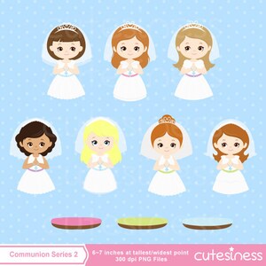 Digital First Communion Clip Art, Girl First Communion Clipart, First ...