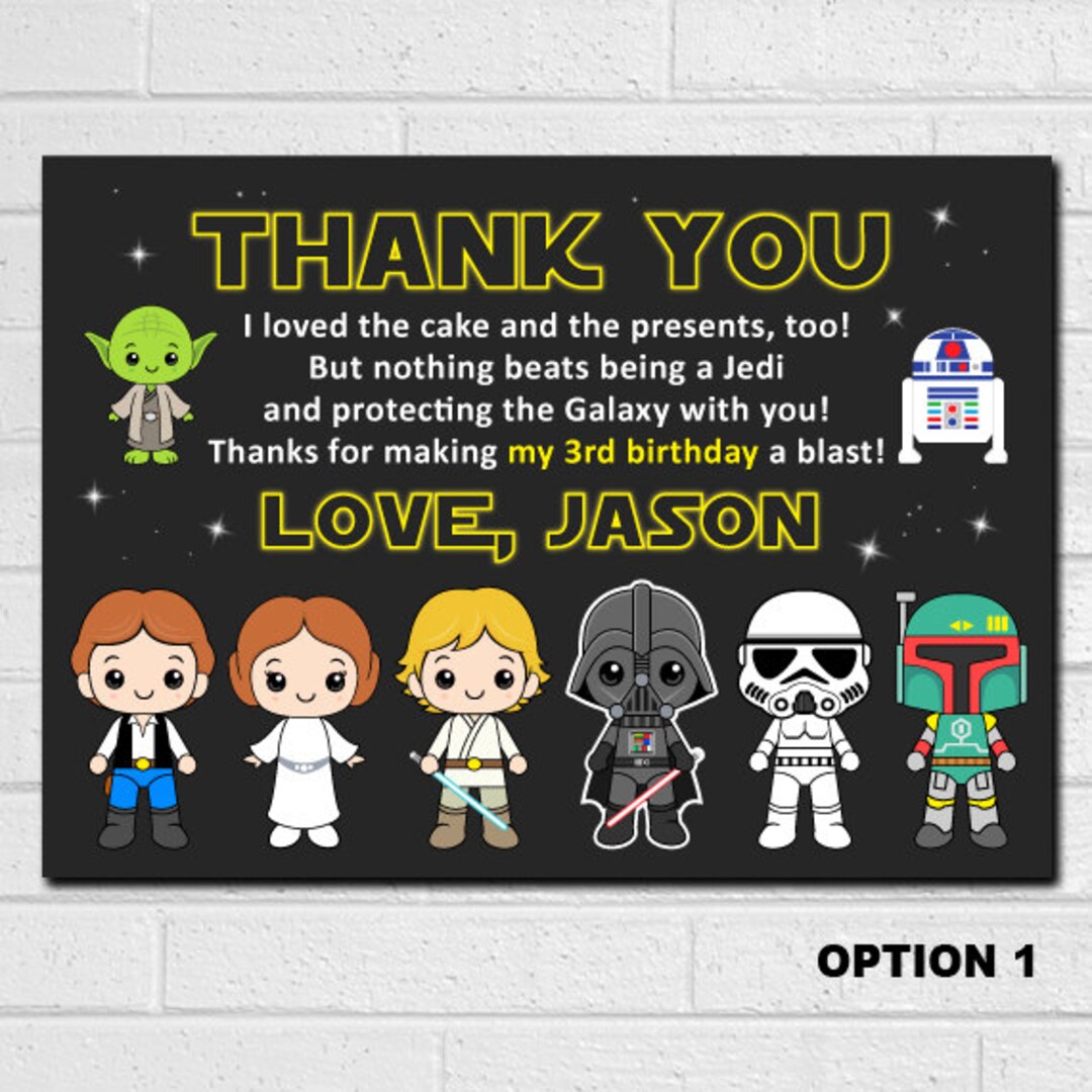 Star Wars Thank Card - Etsy
