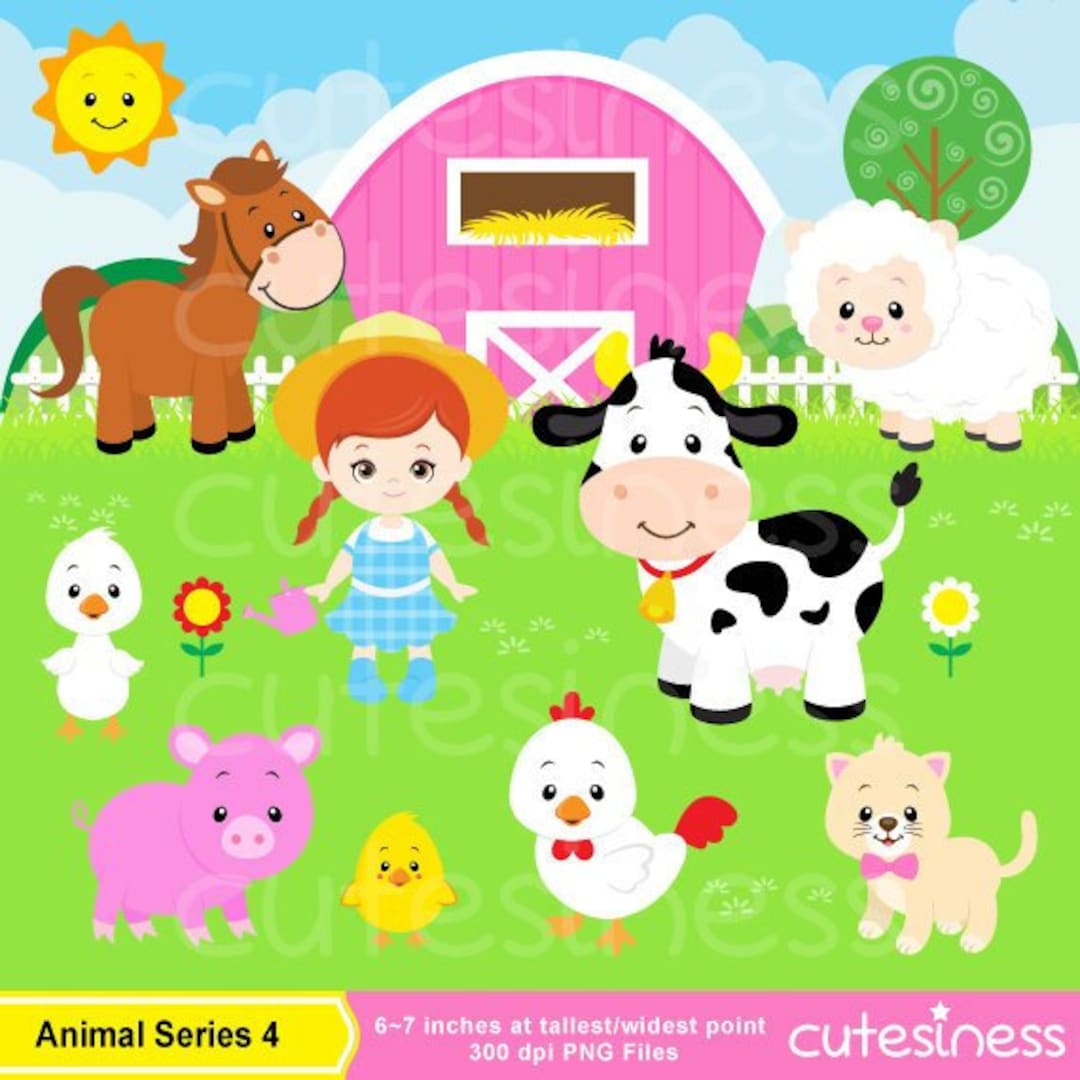 Farm Clipart,farm Digital Papers,farm Clip Art,cute Farm Animals ...