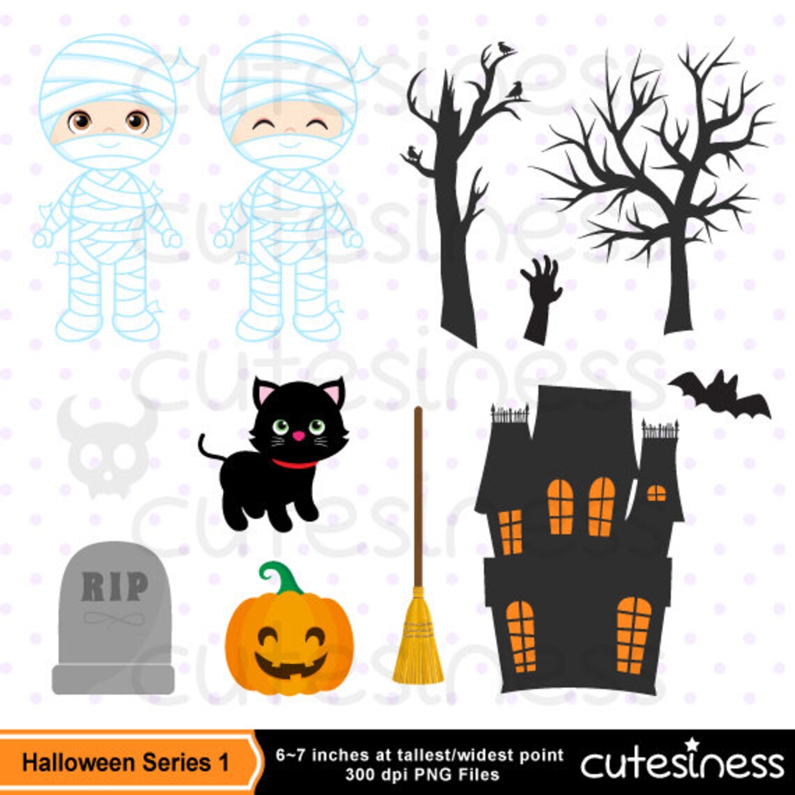 Halloween Cliparthalloween Digital Paperswitch Clipartjack | Etsy