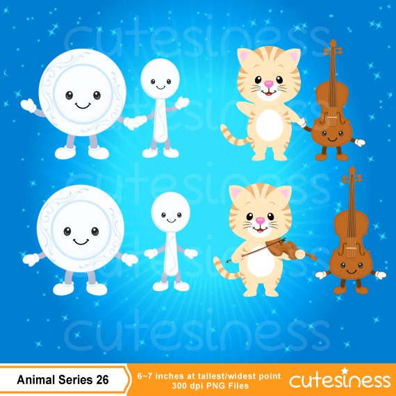 Hey Diddle Diddle Clipart , Cow Clipart, Nursery Clipart, Nursery Rhyme ...