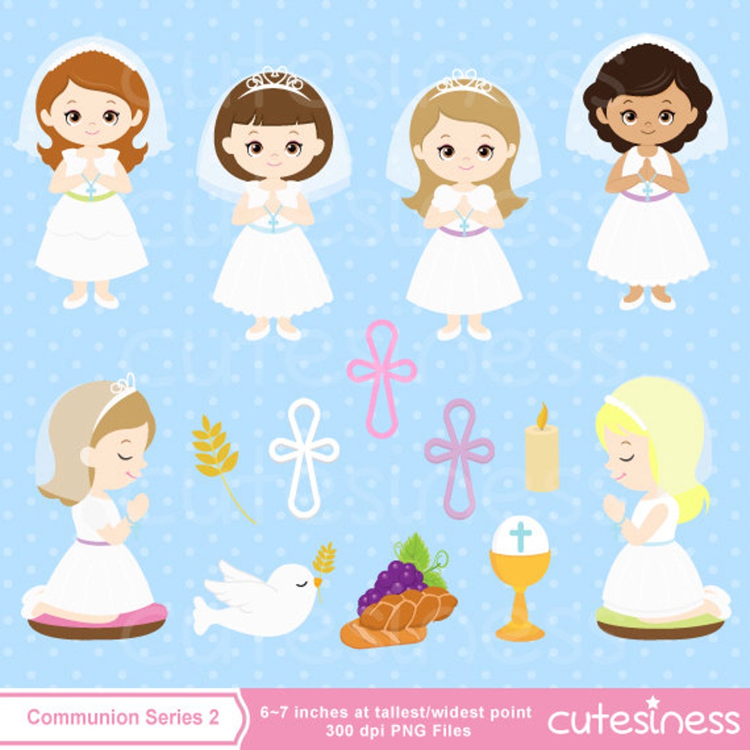 Digital First Communion Clip Art, Girl First Communion Clipart, First ...