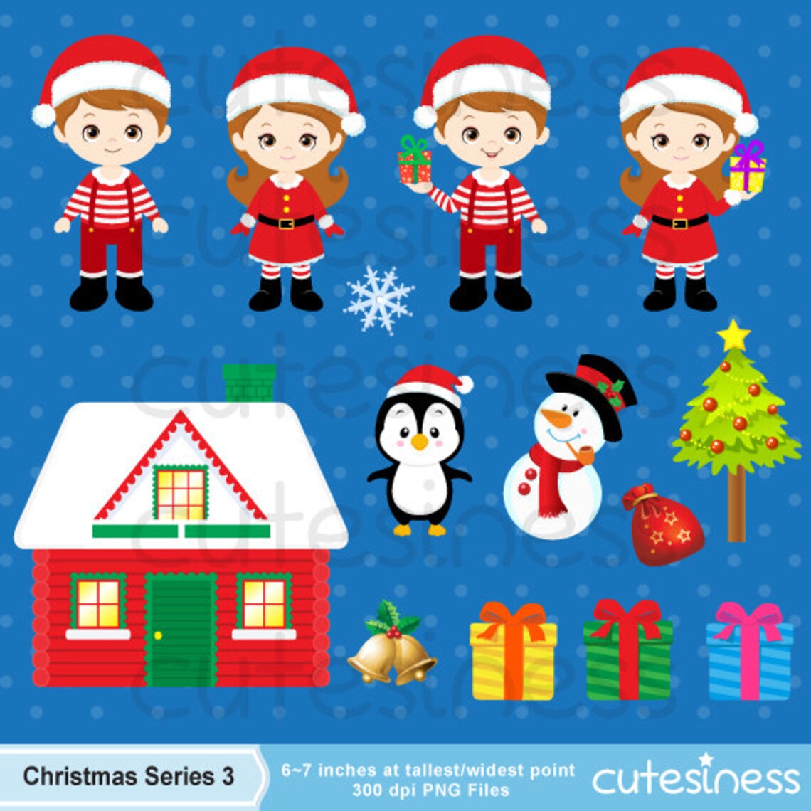 Christmas Clipart Set - Clip Art Set of Santa, Wreath, Holly, Presents ...