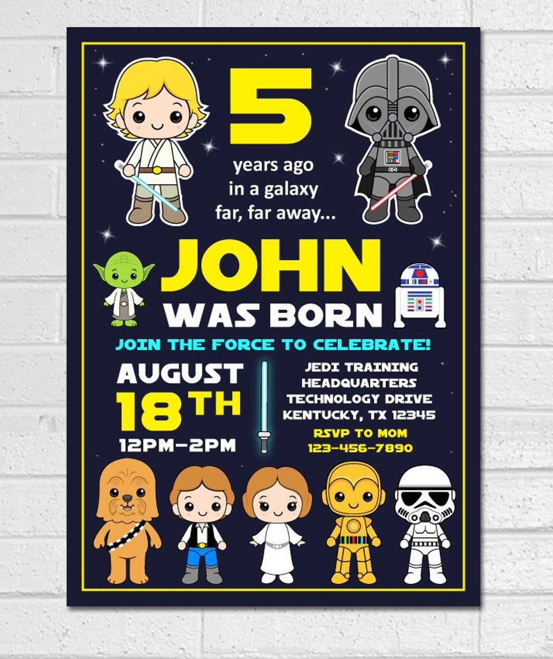 Star Wars Invitation, Starwars Invitation, Star Wars Birthday ...