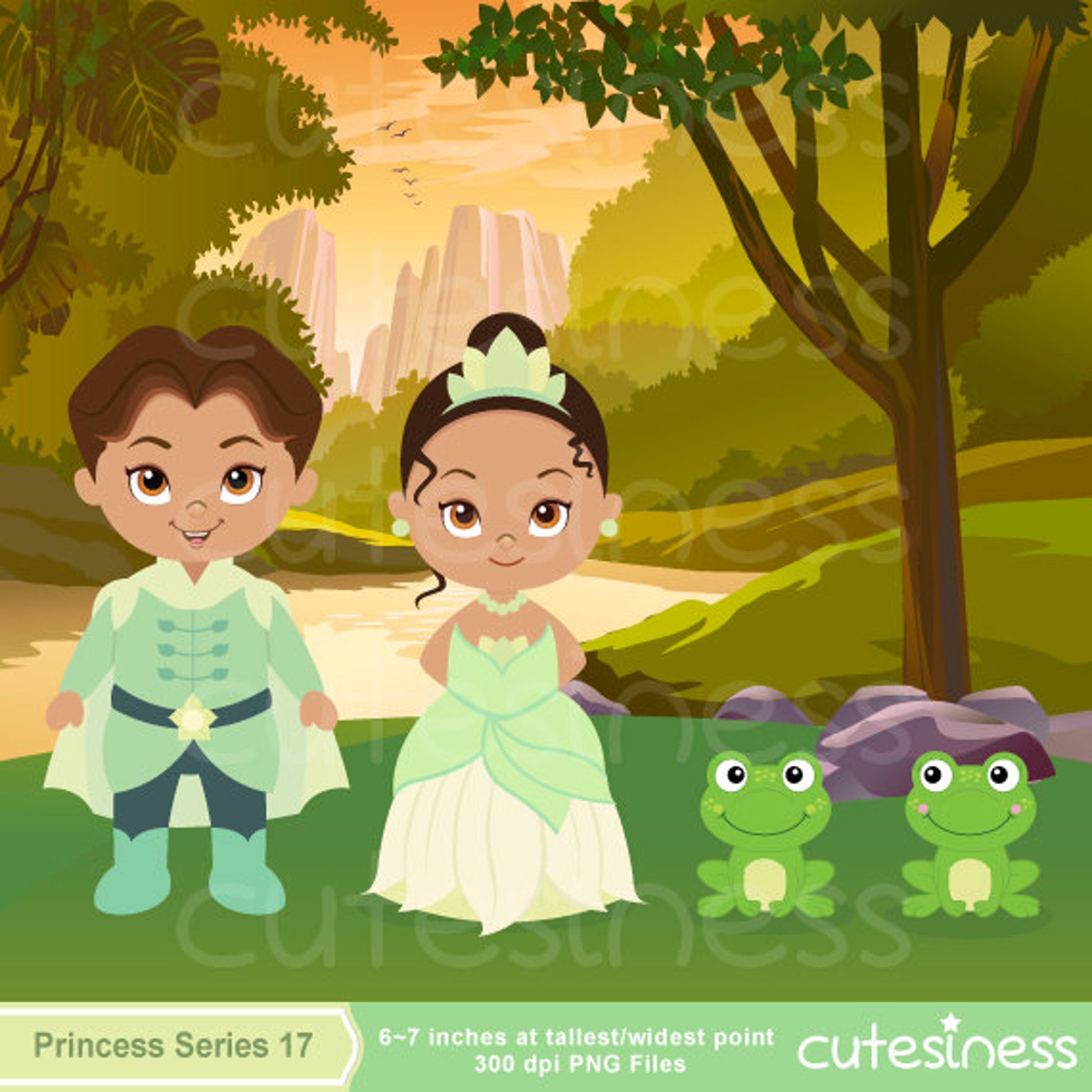 The Frog Prince Digital Clipart Priness Clipart Tiana - Etsy