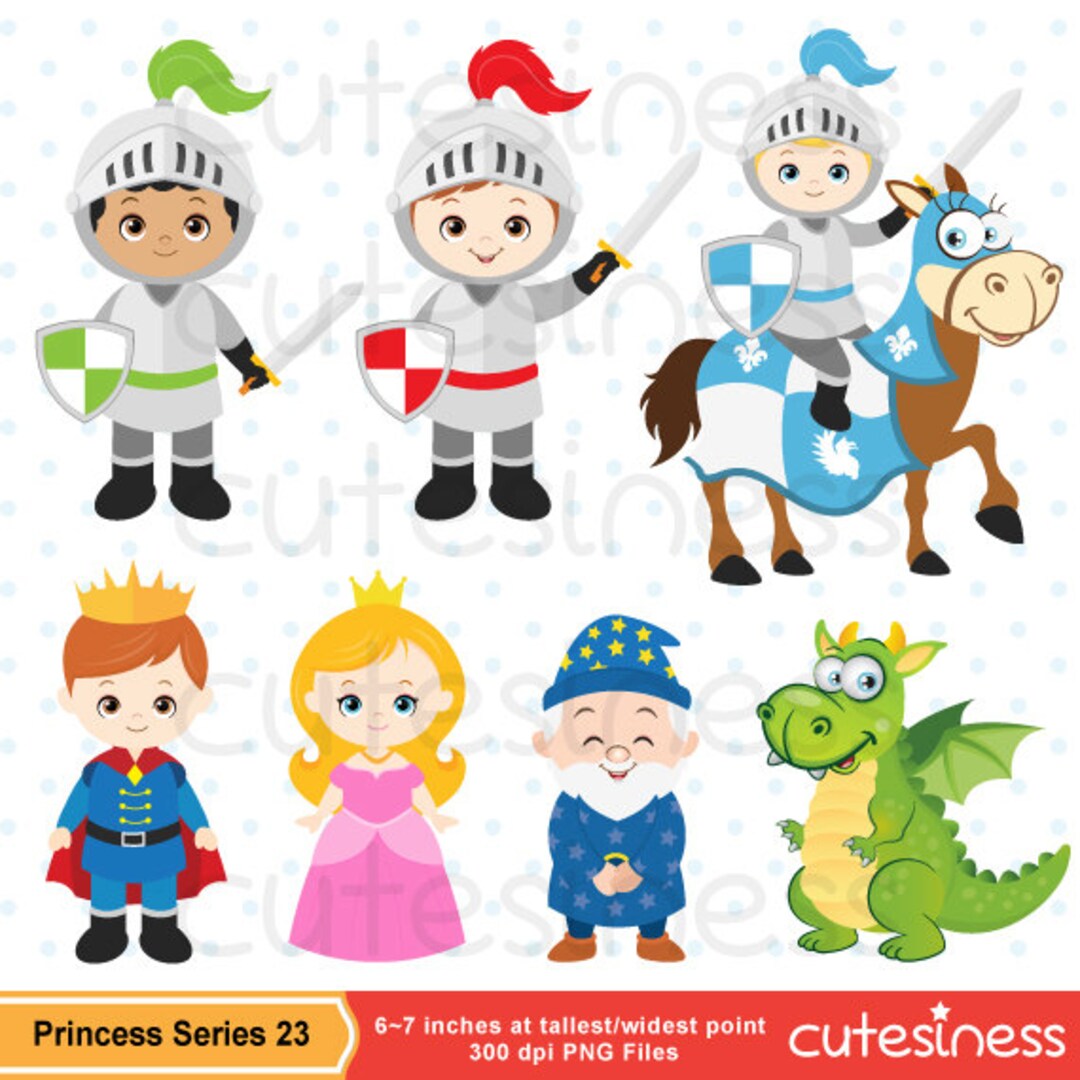 Princess Clipart, Princess Clip Art, Knight Clipart, Knight and Dragon ...