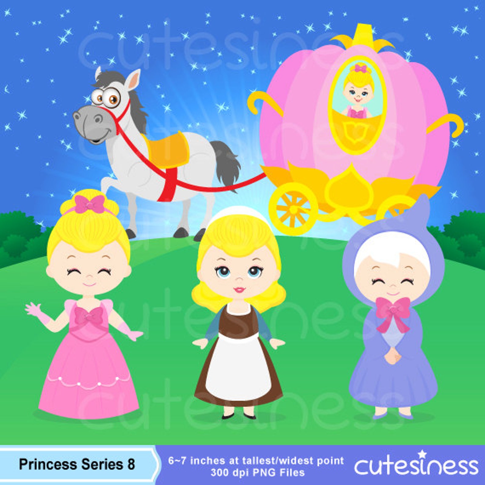 Princess Clipart Fairytale Princess Digital Clipart - Etsy