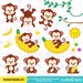 Monkey Clip Art - Boy Monkeys Clip Art - Digital Clip Art, Monkeys Boy ...