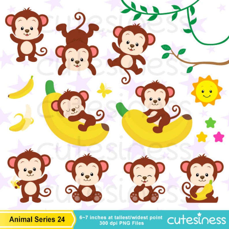 Monkey Clip Art Boy Monkeys Clip Art Digital Clip Art - Etsy