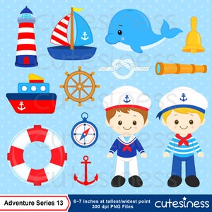 Sailor Clipart, Sailor Boy Clipart, Little Sailor Clipart, Nautical ...