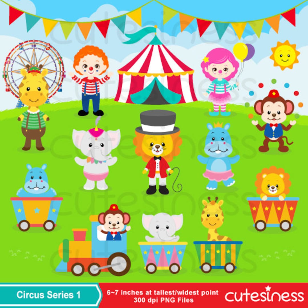 Vintage Carnival Circus Digital Clipart / Animal Circus Clip Art ...