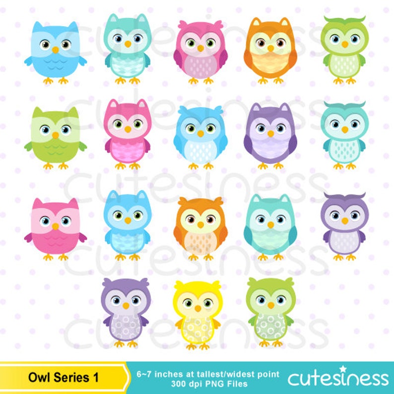 Cute Owl Clipart Owl Clipart Cute Owl Clip Art Owl Clip | Etsy