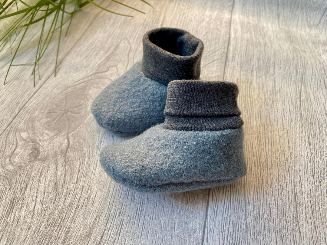Wool Felt Baby Booties – Warm Baby Slippers / Cotton Cuffs / Winter ...
