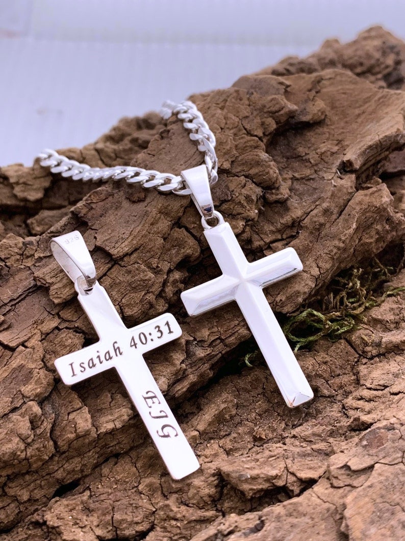 Personalized sterling silver cross necklace Classic sterling | Etsy