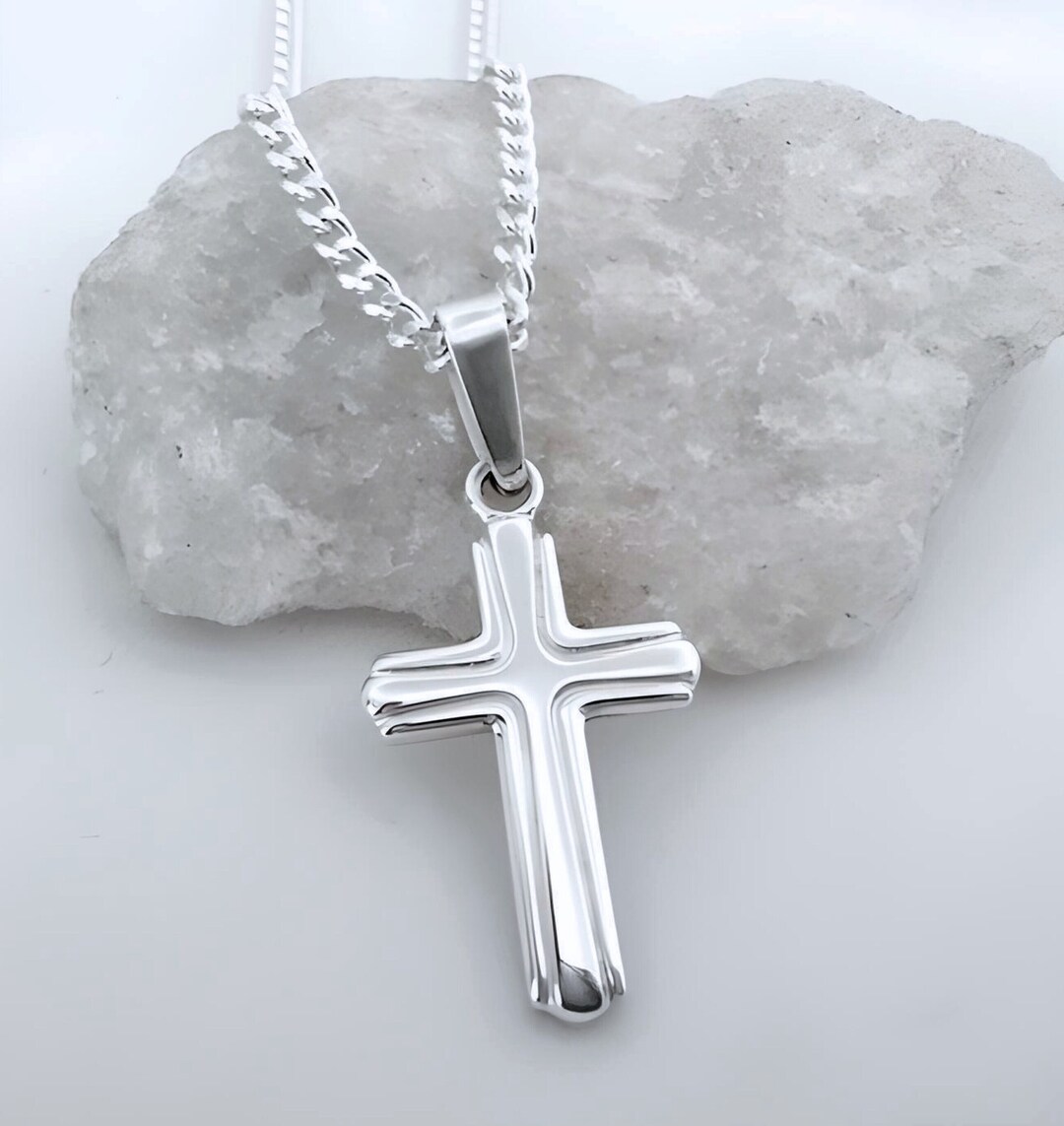 925 Cross for Boys With Chain, Girls Cross Necklace. Sterling Silver ...