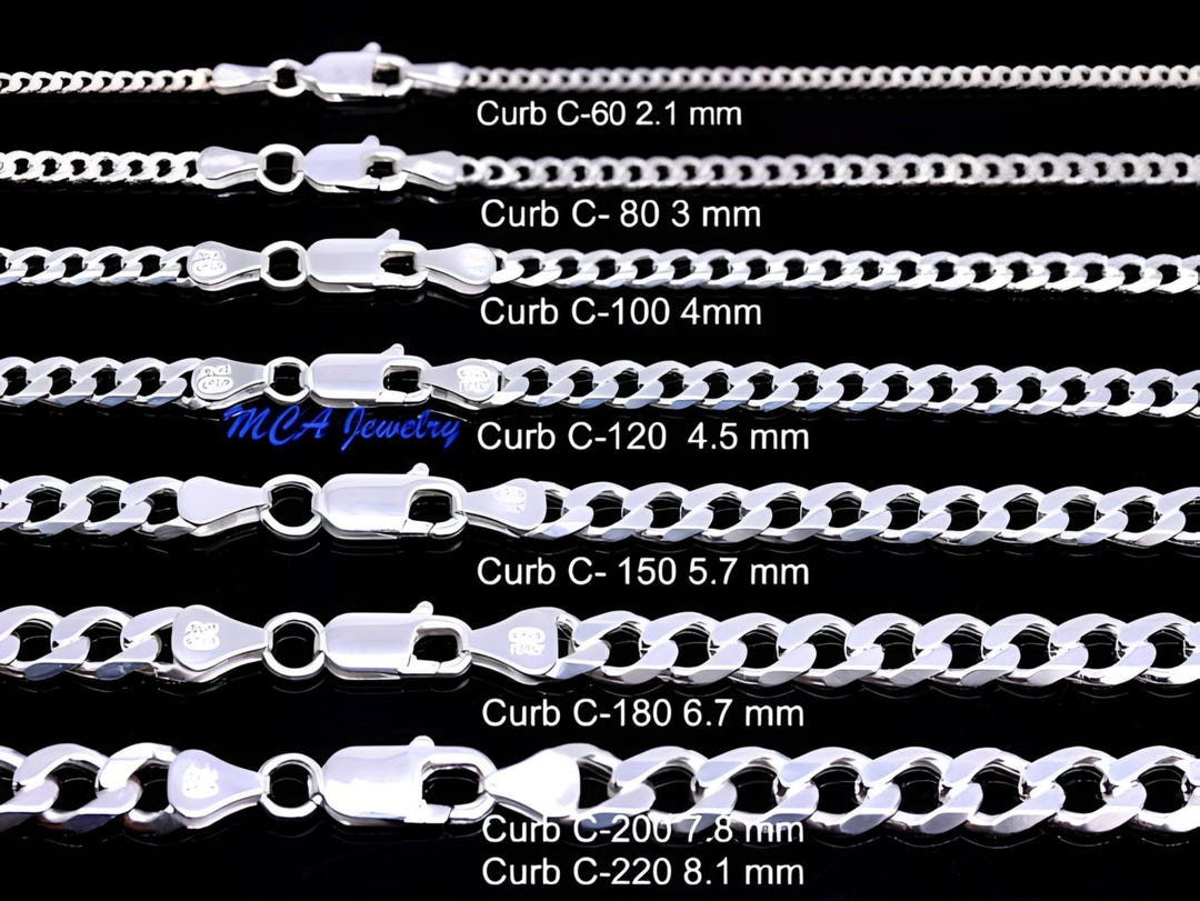 Solid 925 Sterling Silver Curb Cuban Chain Necklace Thick Chains for ...