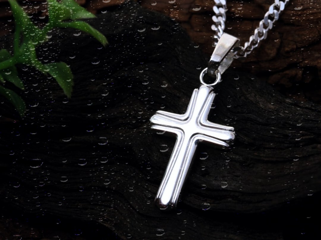 925 Cross for Boys With Chain Girls Cross Necklace. Sterling - Etsy