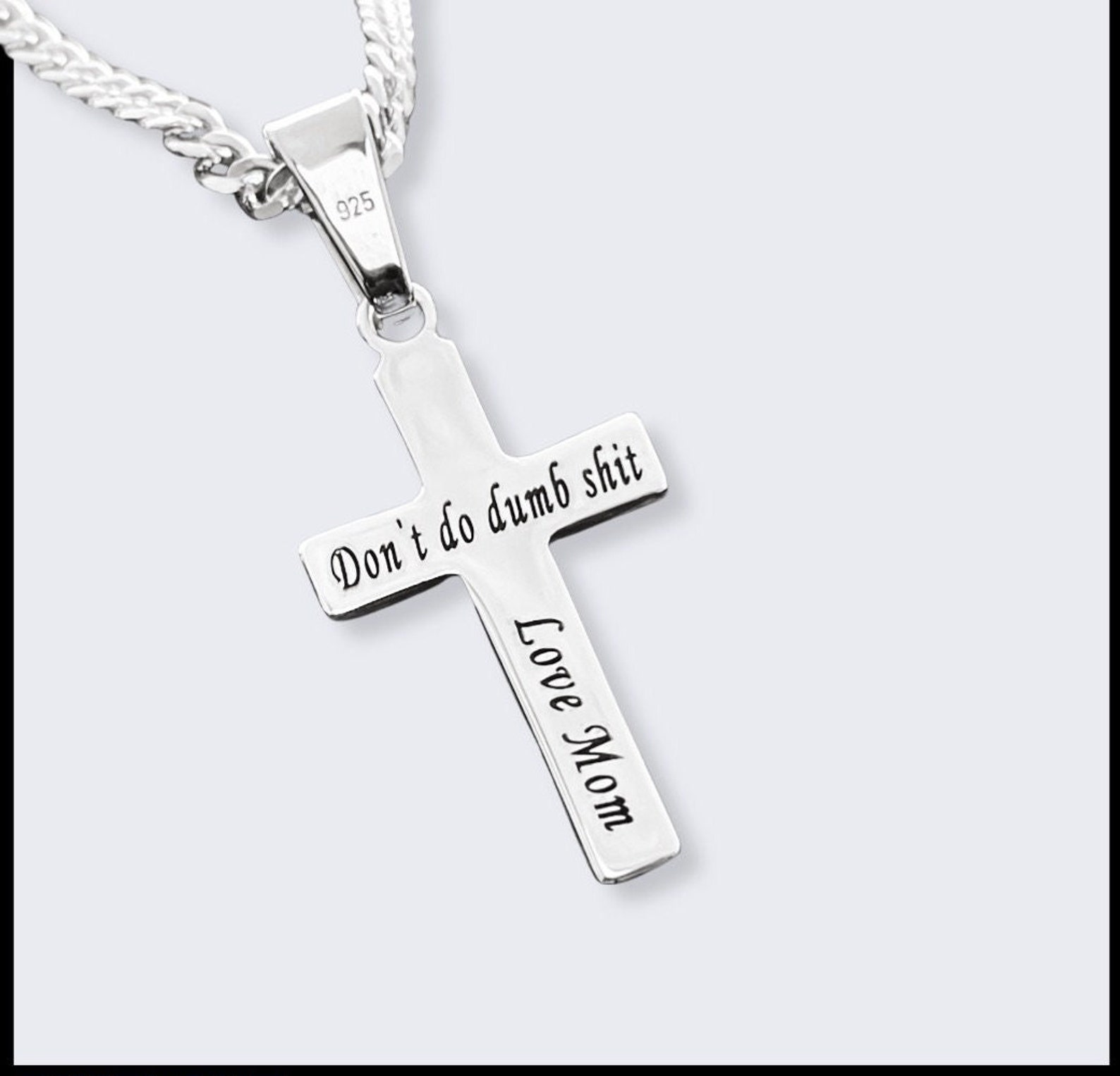 Sterling Silver Engraved Cross Necklace. Sterling Silver - Etsy